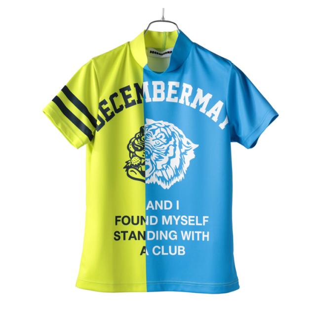 ディセンバーメイ ゴルフ モックシャツ レディース 半袖 ハイネック モックネック メッシュ ストレッチ 吸湿速乾 UVカット 軽量 防透 2トーン 無地 バイカラー ゴルフウェア ブランド ロゴ 2-505-0151 DECEMBERMAY