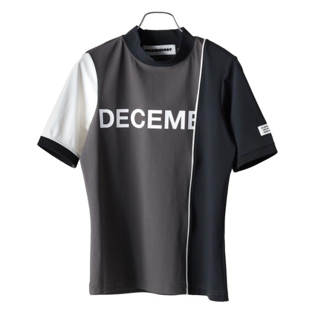 ディセンバーメイ ゴルフ モックシャツ レディース 半袖 ハイネック モックネック ストレッチ 吸汗速乾 UVカット 接触冷感 軽量 無地 シンプル ビッグロゴ バイカラー ゴルフウェア ブランド ロゴ 2-505-0152 DECEMBERMAY