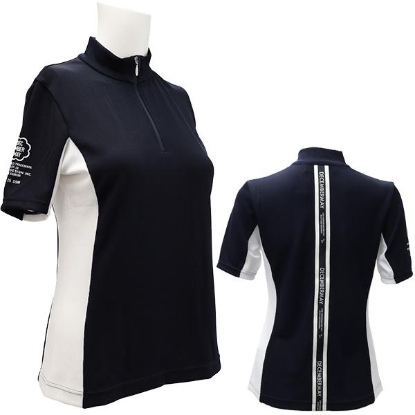 ディセンバーメイ ゴルフ モックシャツ レディース 半袖 ハーフジップ 吸湿速乾 シャツ ハイネック 紺 春 夏 秋 無地 ゴルフウェア ブランド 2-205-0128 DECEMBERMAY