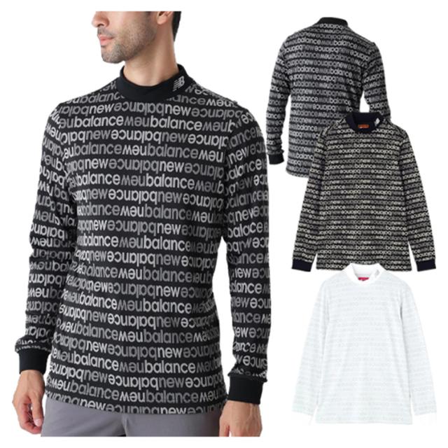 ニューバランス ゴルフ モックシャツ メンズ 長袖 シャツ モックネック 裏起毛 ストレッチ ゴルフウェア 総柄 ブランド 0125267005 New Balance golf