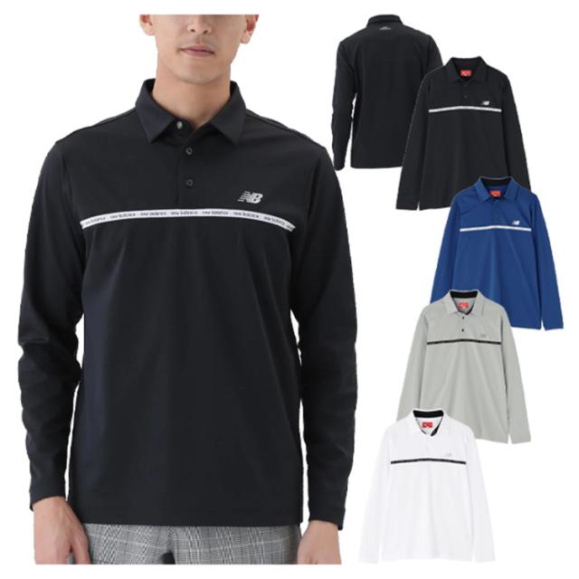 ニューバランス ゴルフ ポロシャツ メンズ 長袖 シャツ ストレッチ カラーシャツ ゴルフウェア 無地 ロゴ ライン 春 夏 秋 ブランド 0125269001 New Balance golf