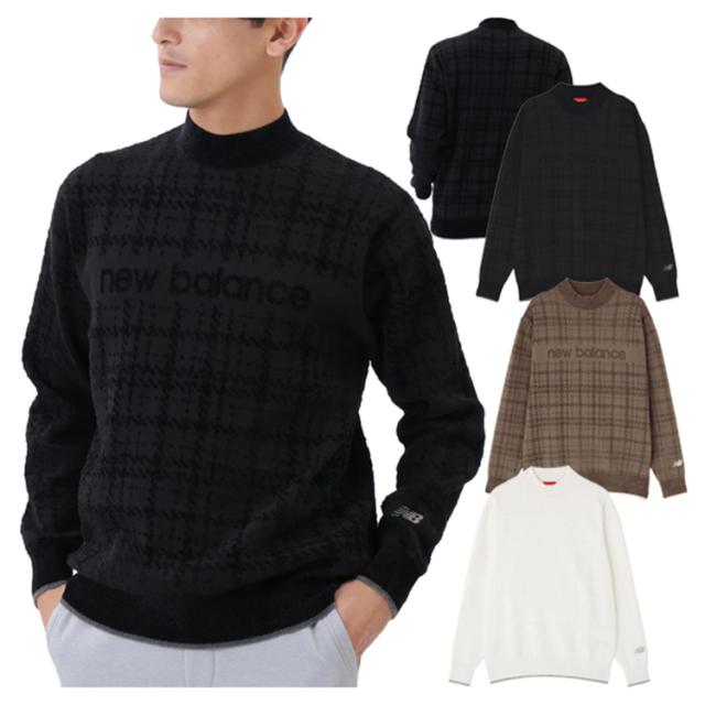 ニューバランス ゴルフ トレーナー メンズ 長袖 ニット モックネック プルオーバー ストレッチ ゴルフウェア グレンチェック ブランド 0125270007 New Balance golf