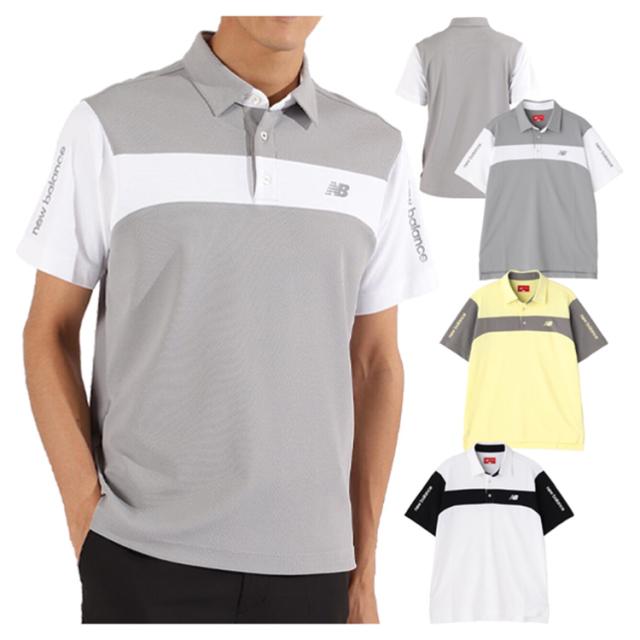 ニューバランス ゴルフ ポロシャツ メンズ 半袖 シャツ ストレッチ カラーシャツ ゴルフウェア 無地 ロゴ ライン 春 夏 秋 ブランド 0125168003 New Balance golf