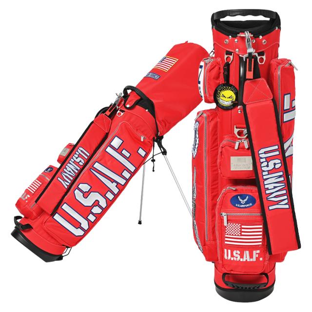 アーミーベースコレクション ゴルフ キャディバッグ メンズ 9.0型 5分割 約3.5kg スタンドバッグ ゴルフバッグ 無地 レア ブランド ABC-047SB