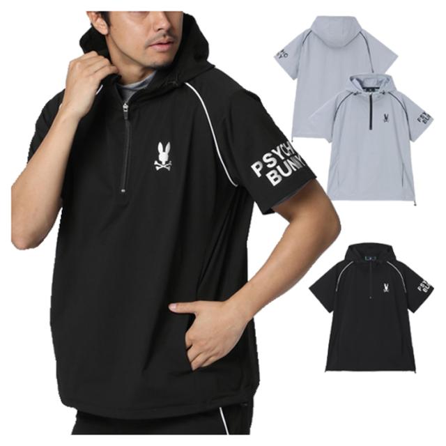 サイコバニー ゴルフ フーディー メンズ 半袖 ジャージ ハーフジップスウェット フード付き ゴルフウェア 無地 春 夏 ブランド GF635 PSYCHO BUNNY