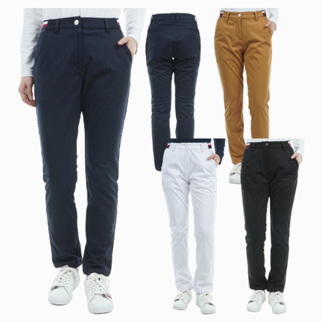 トミーヒルフィガー ゴルフ パンツ レディース ロングパンツ ゴルフウェア 撥水 ストレッチ 防風 遠赤外線保温 ブランド 無地 ロゴ 春 秋 冬 THLA476