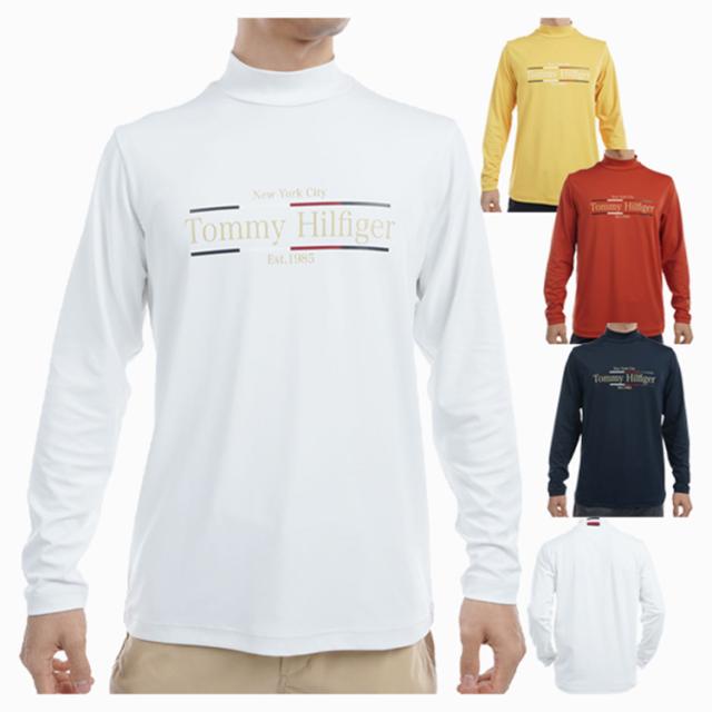 トミーヒルフィガー ゴルフ モックシャツ メンズ 長袖 シャツ モックネック ハイネック インナー UVカット ストレッチ ゴルフウェア ブランド 無地 秋 冬 THMA465