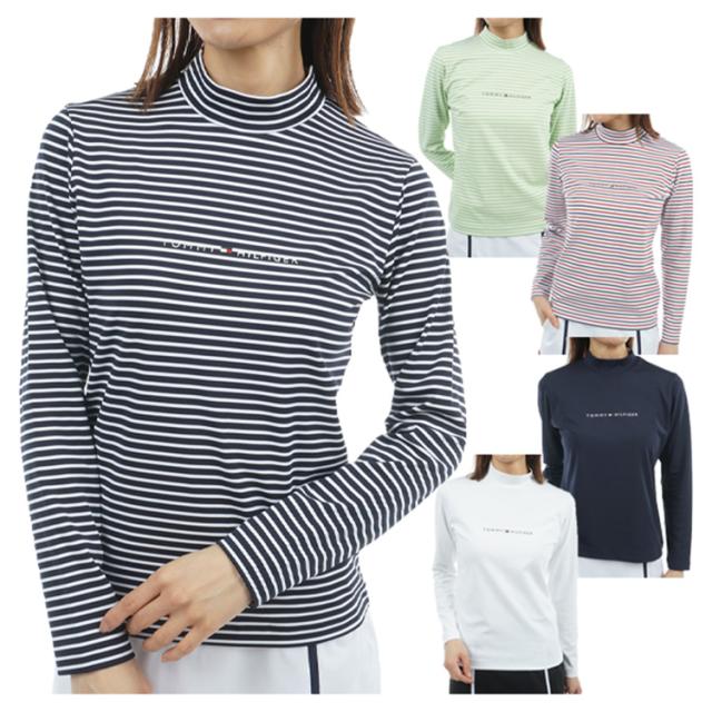 トミーヒルフィガー ゴルフ モックシャツ レディース 長袖 シャツ モックネック ハイネック インナー ストレッチ ゴルフウェア ブランド 無地 ロゴ 秋 冬 THLA563