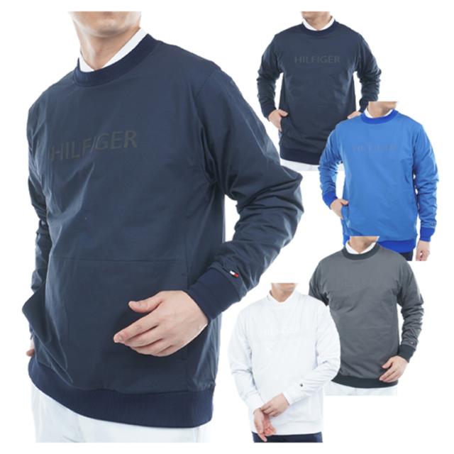 トミーヒルフィガー ゴルフ スウェット メンズ 長袖 クル—ネック トレーナー 吸水速乾 UVカット 防風 ゴルフウェア ブランド 無地 ロゴ 秋 冬 THMA554
