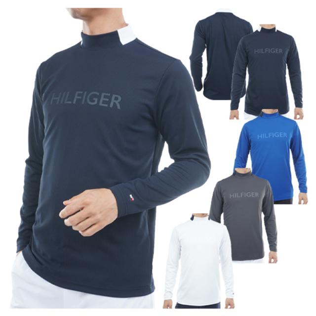 トミーヒルフィガー ゴルフ モックシャツ メンズ 長袖 シャツ モックネック ハイネック 吸水速乾 UVカット ゴルフウェア ブランド 無地 ロゴ THMA555