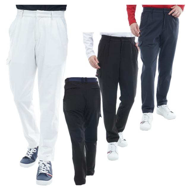 トミーヒルフィガー ゴルフ パンツ メンズ テーパードパンツ ロングパンツ 保温性 ストレッチ フリース起毛 ゴルフウェア ブランド 無地 春 秋 冬 THMA576