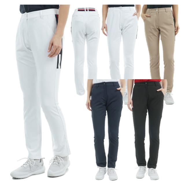 トミーヒルフィガー ゴルフ パンツ レディース ロングパンツ テーパード ゴルフウェア 遮熱 UVカット ストレッチ ブランド 無地 ロゴ 春 夏 秋 THLA513
