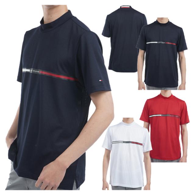 トミーヒルフィガー ゴルフ モックシャツ メンズ 半袖 シャツ モックネック ハイネック 吸水速乾 抗菌防臭 ゴルフウェア ブランド 無地 ロゴ 春 夏 秋 THMA527