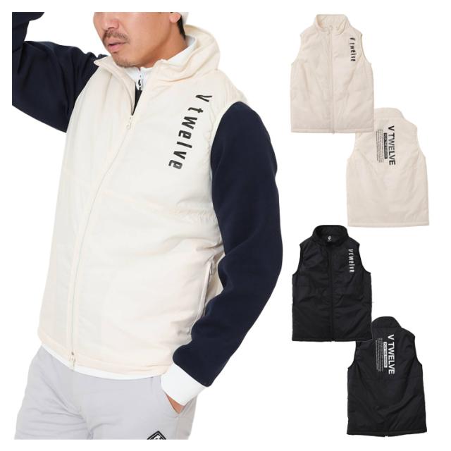 V12 ゴルフ ベスト メンズ ジャケット 防寒 防風 撥水 保温 軽量 フルジップ ゴルフウェア ブランド 無地 ロゴ V122520-JK07