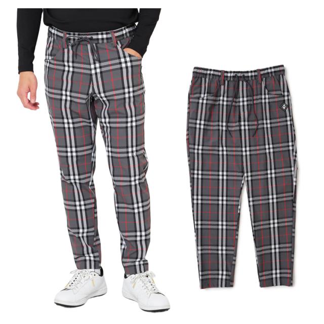 V12 ゴルフ パンツ メンズ ロングパンツ ストレッチ 撥水 ウエストゴム 総柄 チェック柄 ゴルフウェア ブランド ロゴ V122520-PN08 V12 GOLF