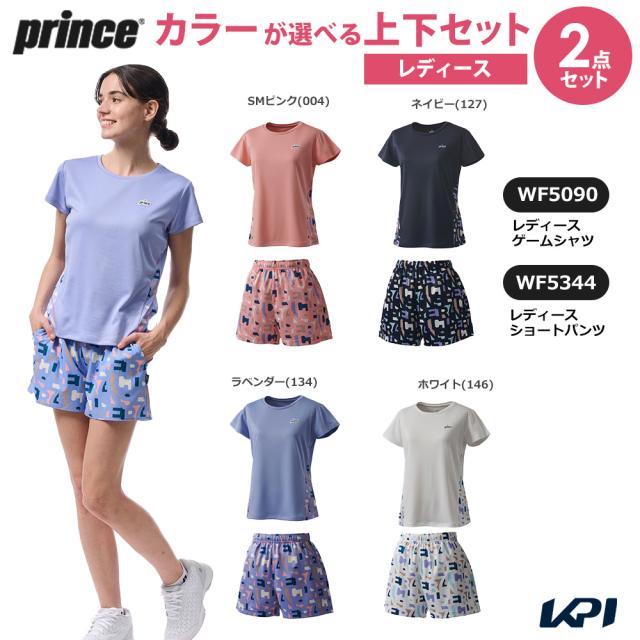 プリンス Prince テニスウェア レディース   【上下セット】ゲームシャツ×ショートパンツ WF5090-WF5344 2025FW