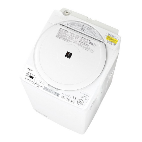 洗濯乾燥機 タテ型 洗濯・脱水容量8kg 乾燥容量4.5kg 穴なし槽 ホワイト系 シャープ ES-TX8K-W