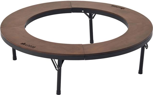 ロゴス LOGOS アウトドア アイアンウッド囲炉裏サークルテーブル L バーベキュー キャンプ 円形テーブル 木製天板 サークルタイプ 大人数 組み立て簡単 スリム コンパクト収納   81064106