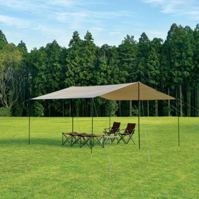 ユニフレーム UNIFLAME アウトドア REVOスクエアタープ4×4TAN キャンプ 日よけ 雨よけ テント オープンタープ スクエア型 風当たり  682302