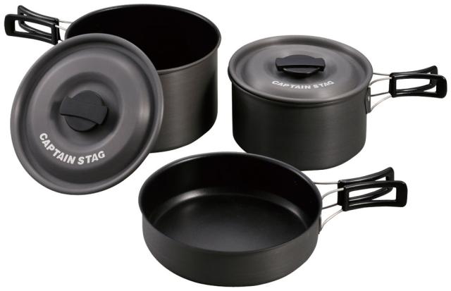 キャプテンスタッグ CAPTAIN STAG アウトドア アルミクッカー Mセット  3〜4人用  UH-4204  UH4204