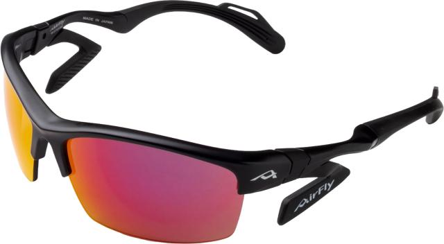 エアフライ Airfly 鼻パッドのないスポーツサングラス AF-303 C-1 BLACK MATT 反射防止コート 可視光線透過率21 UVカット率99以上 女性 熱中症対策  AF303C1