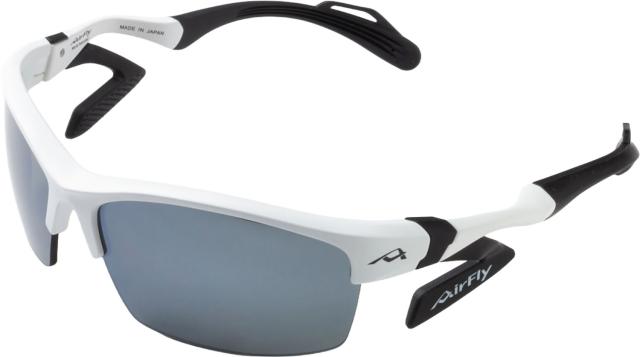 エアフライ Airfly 鼻パッドのないスポーツサングラス AF-303 C-2 WHITE MATT 反射防止コート 可視光線透過率11 UVカット率99以上 女性 熱中症対策  AF303C2