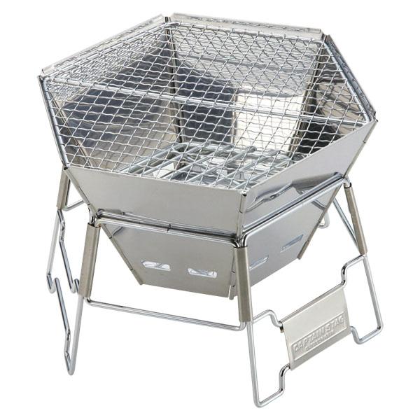 キャプテンスタッグ CAPTAIN STAG アウトドア ヘキサ ステンレスファイアグリル M  M6498