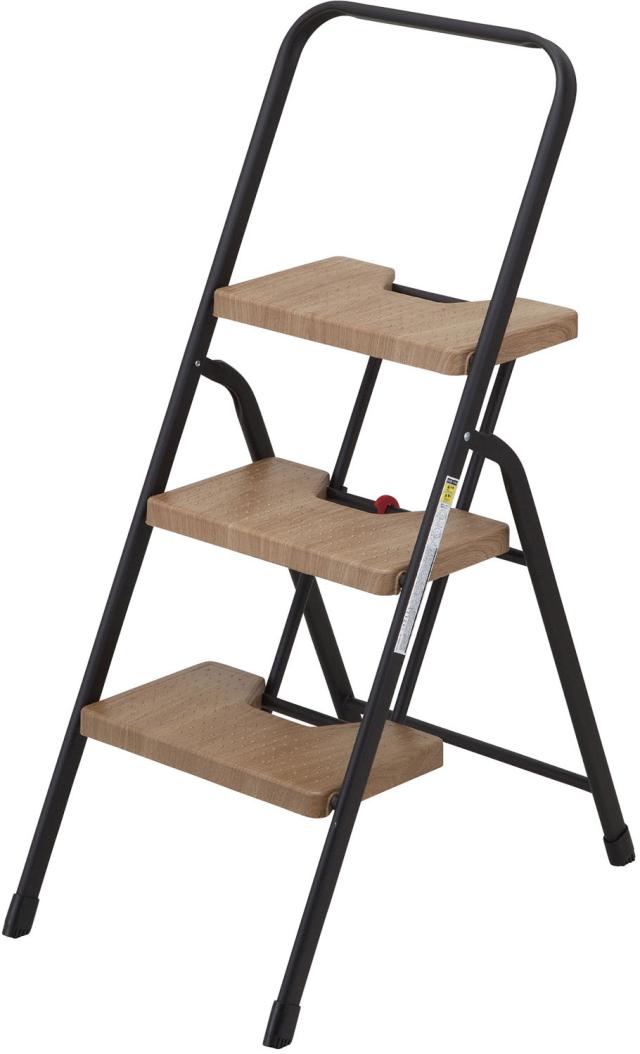 フォールディングステップ FOLDING STEP アウトドア フォールディングステップ オーク3段 マット 楕円形フレーム 踏み台 安心構造 コンパクト スリム ストッパー 椅子 脚キャップ付 安定感 高所作業  177251