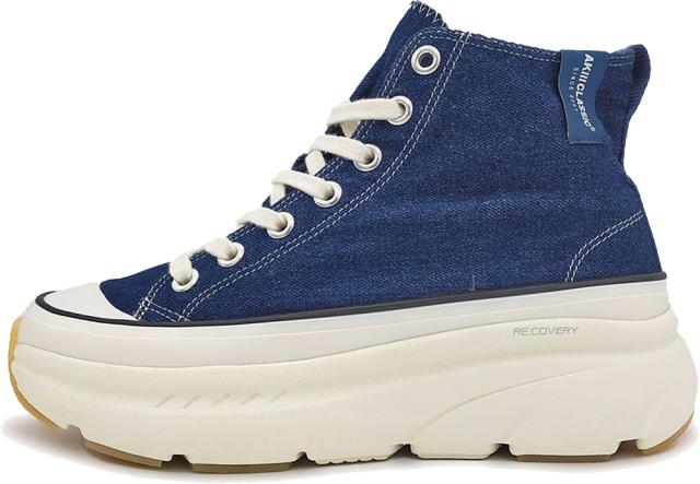 アキクラシック AKIII CLASSIC レディーススニーカー RECOVERT Cotton High ハイカット 厚底 レディース 通学 通勤 靴 カジュアルシューズ タウンシューズ 厚底 軽量  AKC0038 DEM