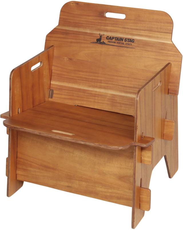 キャプテンスタッグ CAPTAIN STAG アウトドア CSクラシックス べニア背付きソロベンチ ベンチ 椅子 チェア 木 組立簡単 キャンプ グランピング いす  UP1051