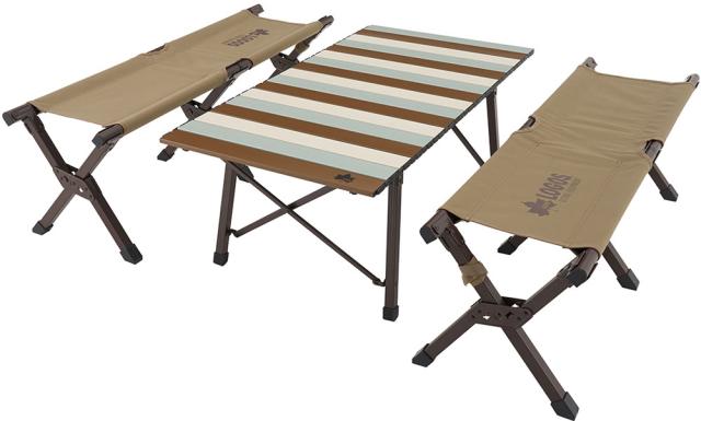 ロゴス（LOGOS） アウトドア LOGOS　Life　キャリーオンテーブルセット4（ヴィンテージ）　アウトドア　テーブル　チェア　ベンチ