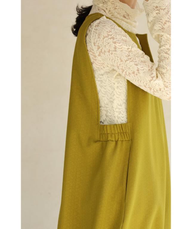 再入荷12月15日 色づき始めたイチョウ色のスリットネックロング