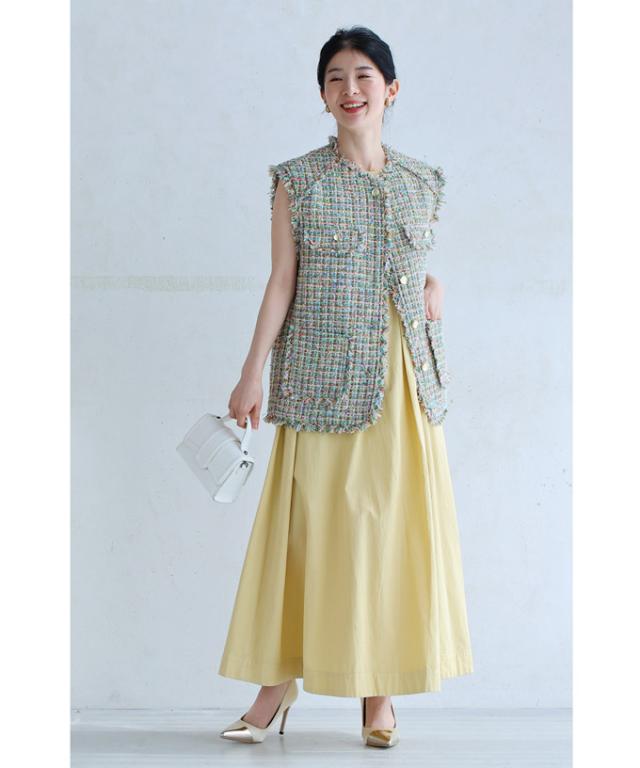 再入荷5月23日 色とりどりなミックスカラーツイード風ベスト トップス