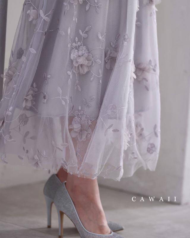 再入荷9月9日 花びら浮かぶふんわり2重チュールミディアムスカート cawaii w61089ps 軽量 爽やか トレンド グレー 春 夏 日常使い おでかけ 旅行 女子会 立体花 光沢感 刺繍 シアー レディース ファッション 大人 ママ ミセス 30代 40代 50代