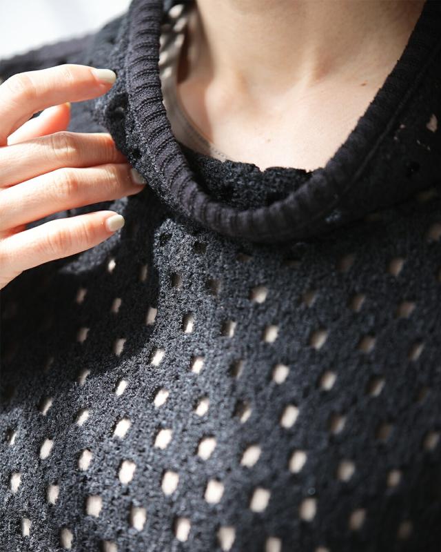 再入荷8月24日 （黒）オシャレ度アップする重ね着用編みニットベスト