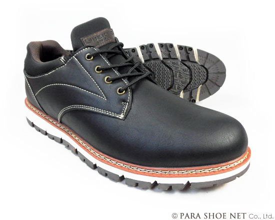 LiBERTO（EDWIN）プレーントゥ カジュアルシューズ（4cm防水・防滑ソール）黒（ブラック）ワイズ3E（EEE）28cm（28.0cm）、29cm（29.0cm）【大きいサイズ（ビッグサイズ）メンズ 紳士靴】（PACC-60646-BLK）