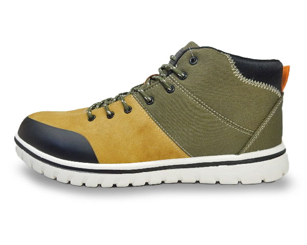 LiBERTO（EDWIN）レースアップ ナイロンブーツ（4cm防水・防滑ソール）カジュアルシューズ キャメル×グリーン ワイズ3E（EEE）28cm（28.0cm）、29cm（29.0cm）【大きいサイズ（ビッグサイズ）メンズ 紳士靴】