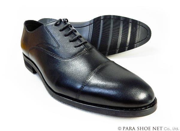 PARASHOE 本革 内羽根ストレートチップ ビジネスシューズ 黒 3E（EEE）22〜27センチ【小さいサイズ（スモールサイズ）22cm（22.0cm）、22.5cm、23cm（23.0cm）、23.5cm、24cm（24.0cm）あり／革靴・紳士靴】
