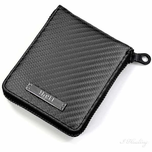 FRUH 高耐久 リアルカーボン コンパクト 財布 ブラック GL045 ポケットサイズ 93g ファスナー カード入れ 札入れ 大きい小銭入れ フリュー