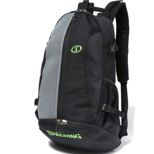 通気メッシュ ケイジャー ブリーズ グレー×グリーン 40-017GG バスケットボール バッグ バスケ リュック バックパック 32L スポルディング 25AW 正規品