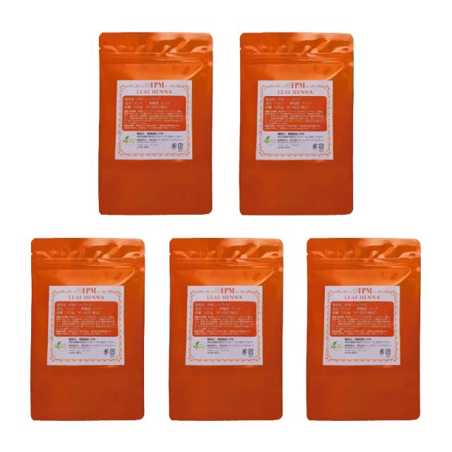 I.P.M リーフヘナ 100g 5袋セット 天然ヘナ HENNA 白髪染め  IPMリーフヘナ 正規品 ★特典付き【送料当社負担】