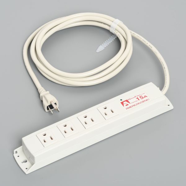 Яアメリカン電機 【KC1034NF】白色 マルチユースOAタップ 平刃形4ヶ口 コード3m 平刃形(一体成形)プラグ 125V ノイズフィルター/耐雷サージ機能付 受注生産
