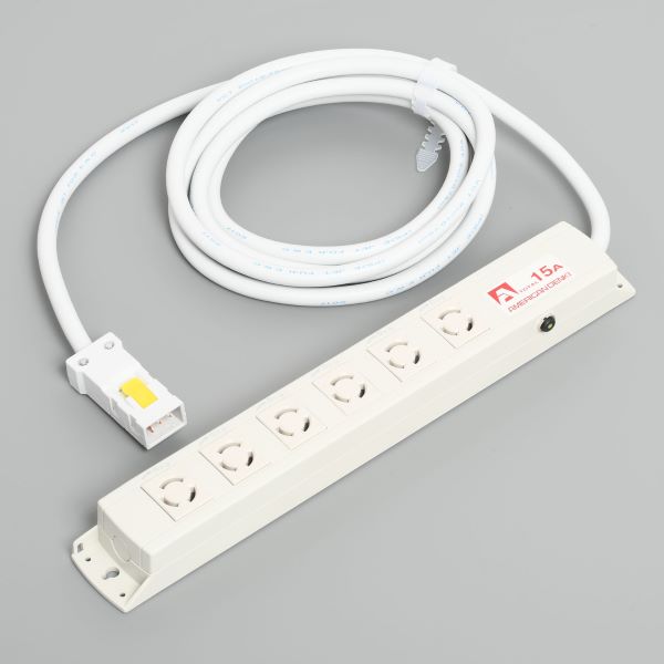 Яアメリカン電機 【KC1216PT】白色 マルチユースOAタップ 引掛形6ヶ口 コード3m ハーネスプラグ 125V サーキットプロテクター付 受注生産