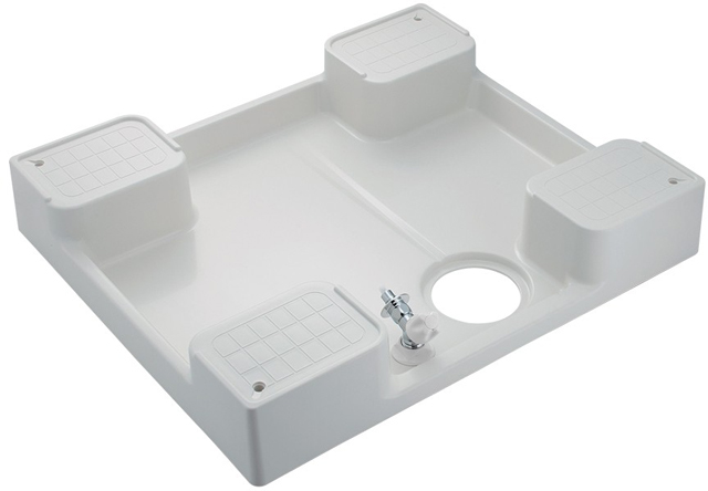 カクダイ【426-502K-W】洗濯機用防水パン(水栓つき) ホワイト〔GB〕