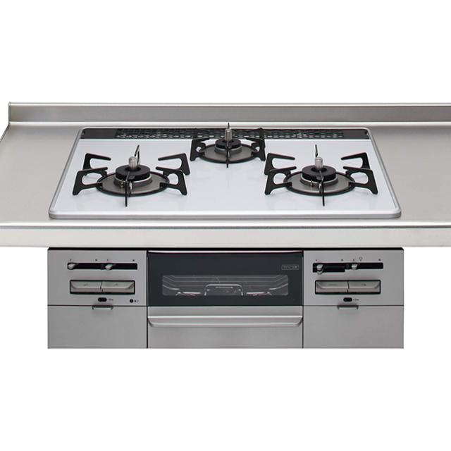 ●クリナップ ガスコンロ【ZGGVK6R24ZSD-A】クリアトップコンロ シルバー/グレー 水無両面焼きグリル〔FA〕