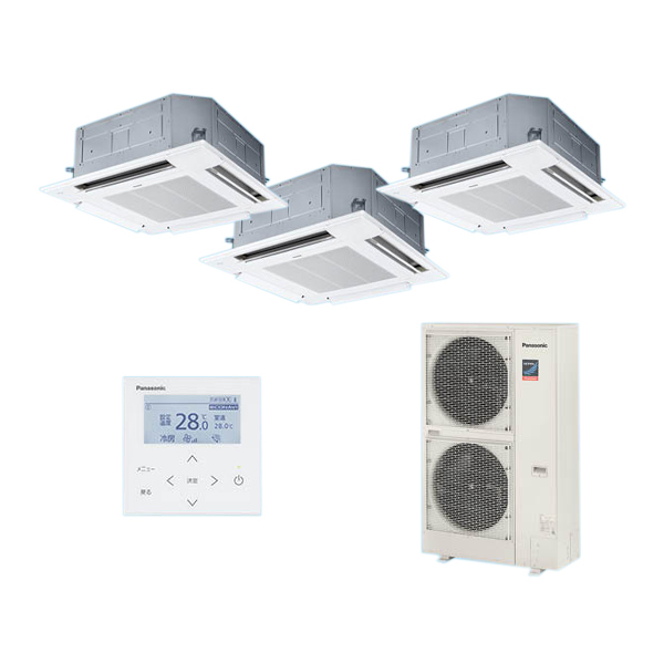 ●βパナソニック 業務用エアコン【PA-P224U7GTB】[分岐管セット] 4方向天井カセット形 同時トリプル エコナビ 三相200V P224形 8.0馬力相当