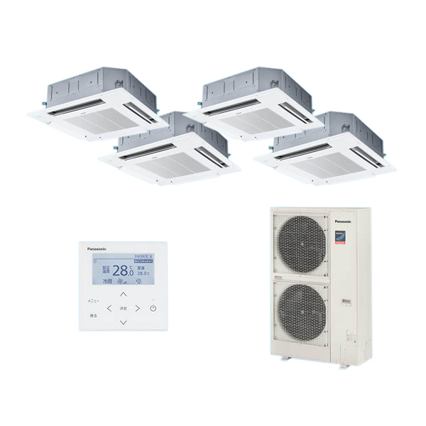 ●βパナソニック 業務用エアコン【PA-P280U7GVB】[分岐管セット] 4方向天井カセット形 同時ダブルツイン エコナビ 三相200V P280形 10.0馬力相当