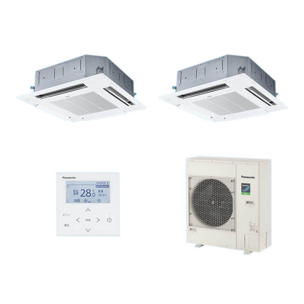 ●βパナソニック 業務用エアコン【PA-P160U7HDB】[分岐管セット] 4方向天井カセット形 同時ツイン エコナビ 三相200V P160形 6.0馬力相当