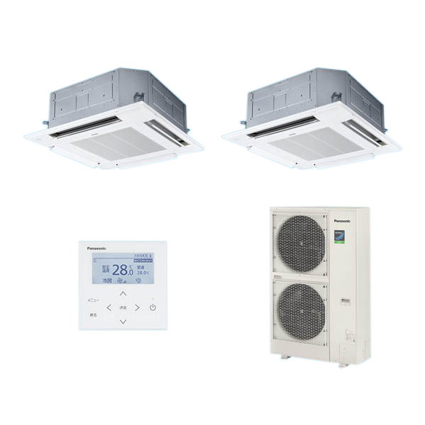 ●βパナソニック 業務用エアコン【PA-P280U7HDB】[分岐管セット] 4方向天井カセット形 同時ツイン エコナビ 三相200V P280形 10.0馬力相当