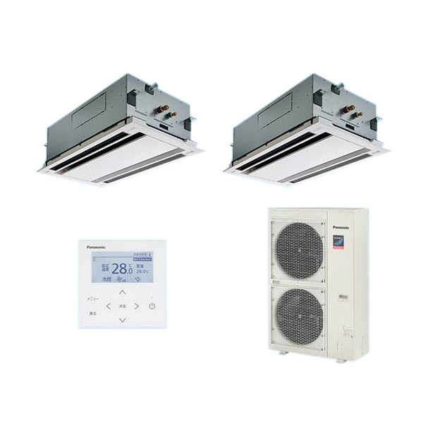 ●βパナソニック 業務用エアコン【PA-P160L7GDB】[分岐管セット] 2方向天井カセット形 同時ツイン エコナビ 三相200V P160形 6.0馬力相当